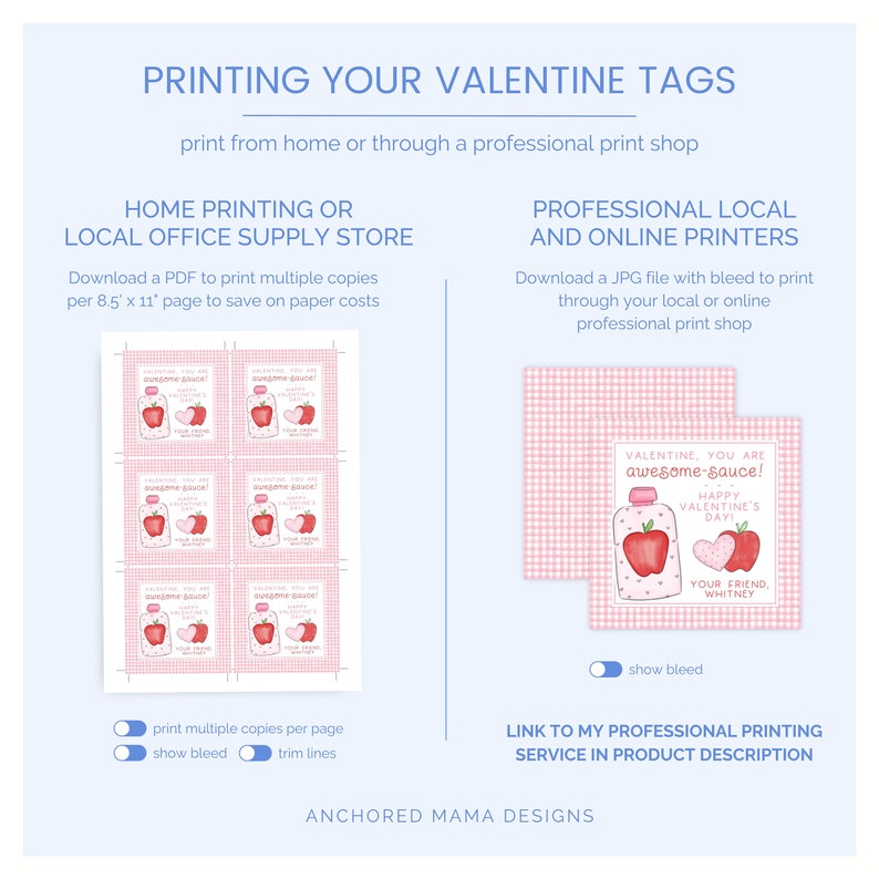 Printable Valentine Cards for Kids, Applesauce Valentine Gift Tag ...