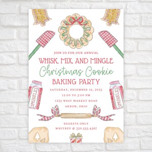 Christmas Cookie Baking Party Invitation, Cookie Decorating Party ...