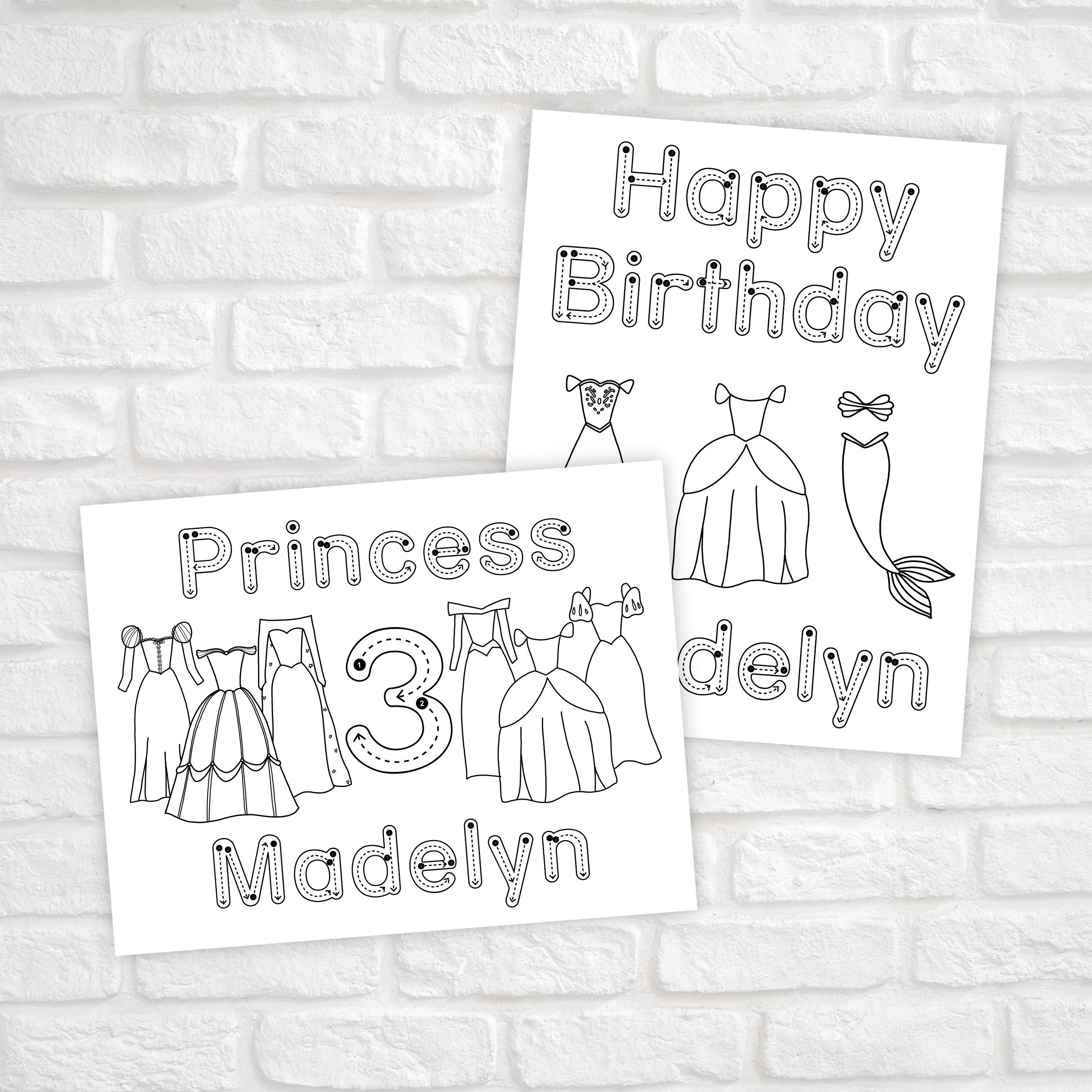 Princess Coloring Pages Printable Princess Birthday Coloring - Etsy