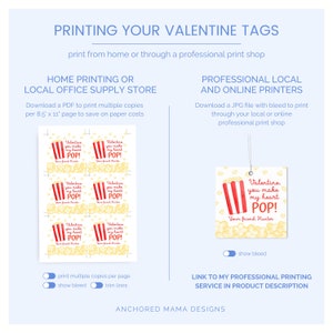 Printable Valentine Card for Kids, Popcorn Valentine's Day Gift Tag ...