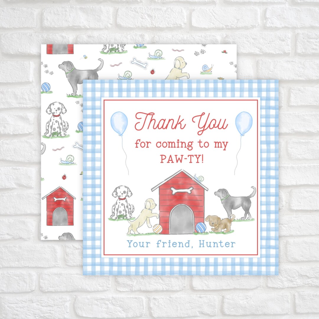 Puppy Dog Favor Tag, Puppy Dog Birthday Party Thank You Tag, Snips and ...