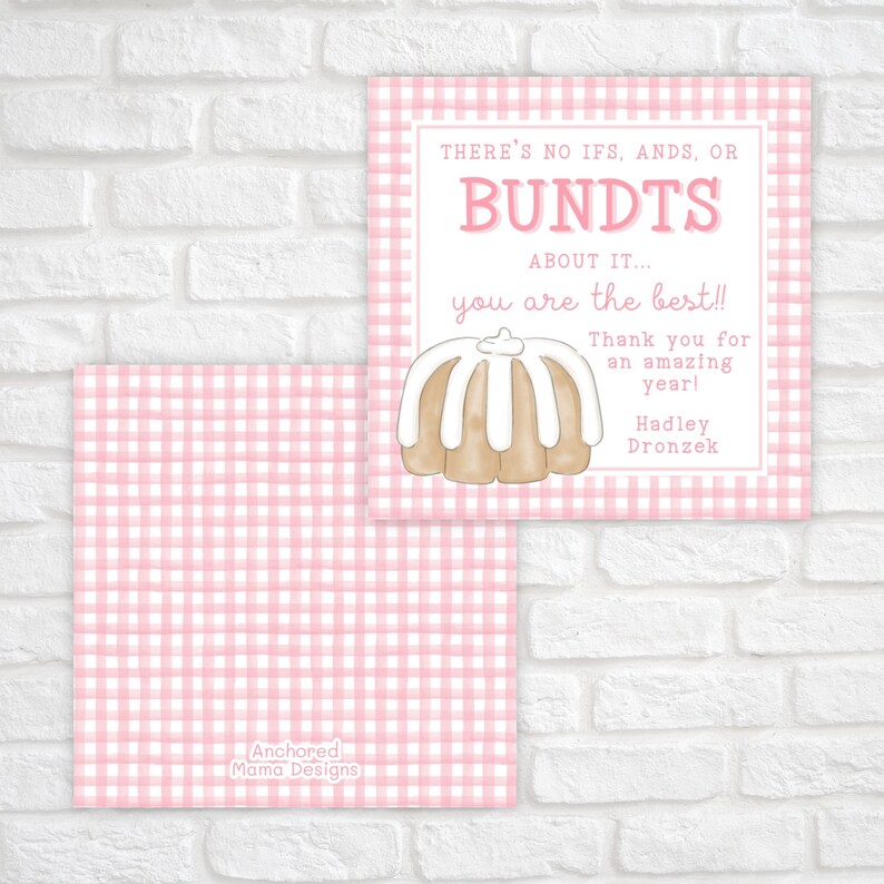 Printable Teacher Appreciation Gift Tag Bundt Cake Gift Tag - Etsy