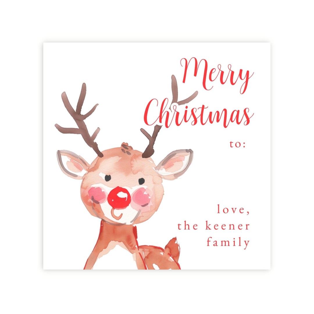 Printable Reindeer Gift Tag, Holiday Gift Tag With Watercolor Boy ...