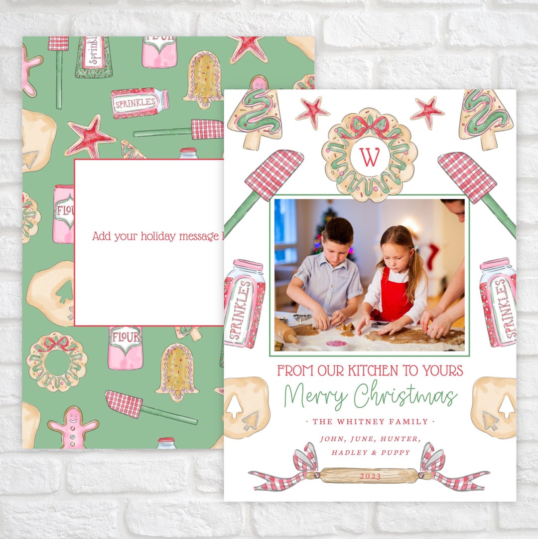 Printable Christmas Photo Card Template, Baking Christmas Card, Digital ...
