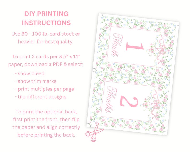 Printable Baby Girl Milestone Cards, Floral Vines Baby Month Signs ...