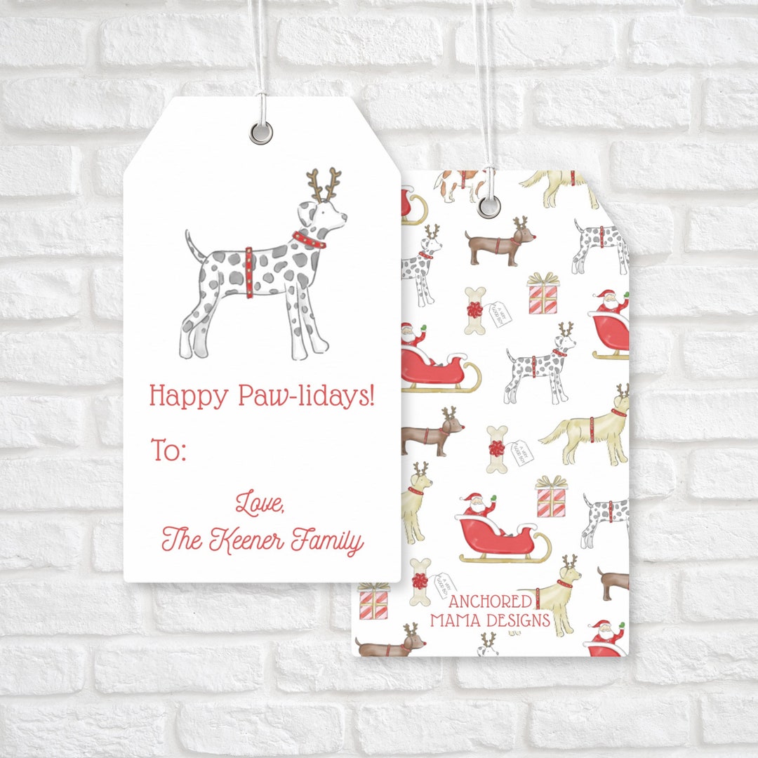 Dog Christmas Gift Tags Printable, Printable Christmas Tags, Holiday ...