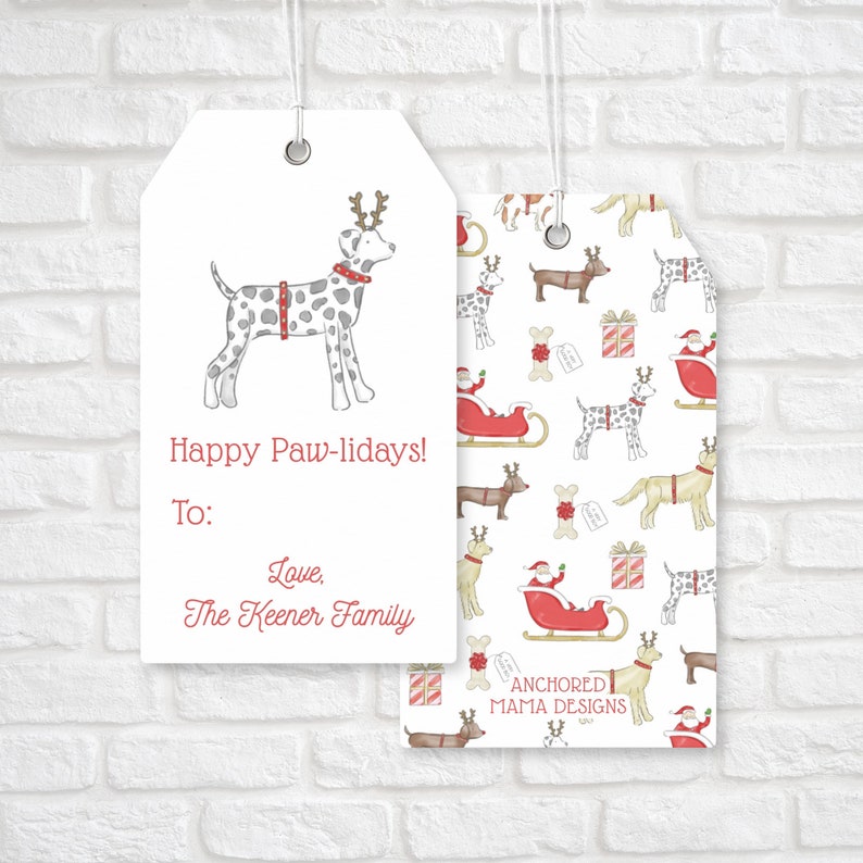 Dog Christmas Gift Tags Printable, Printable Christmas Tags, Holiday ...