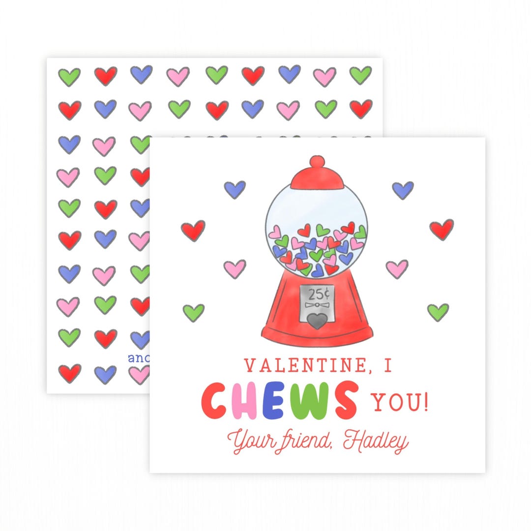 Printable Gumball Machine Valentine, Gum Ball Valentine Tag, Kids ...