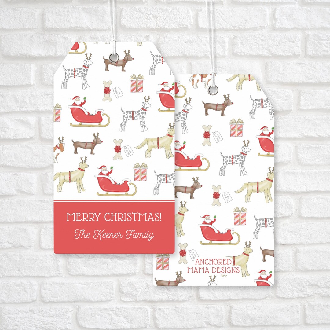 Dog Christmas Gift Tags Printable, Printable Christmas Tags, Holiday ...