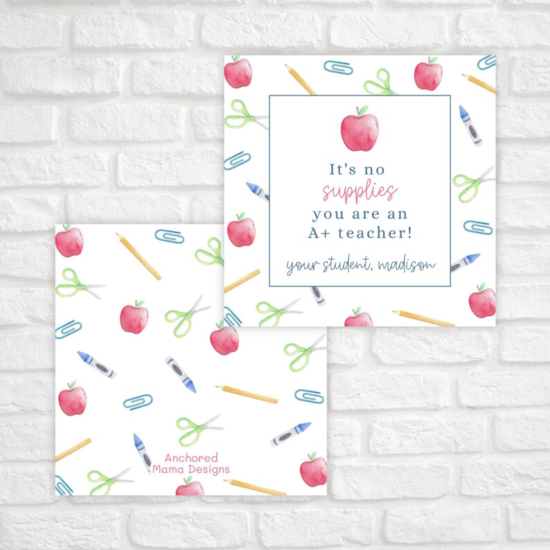 Teacher Appreciation Gift Tag School Supplies Teacher - Etsy