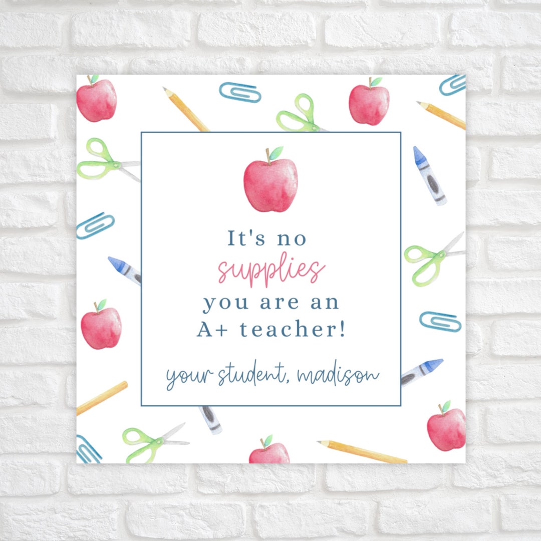 Teacher Appreciation Gift Tag, School Supplies Teacher Appreciation ...