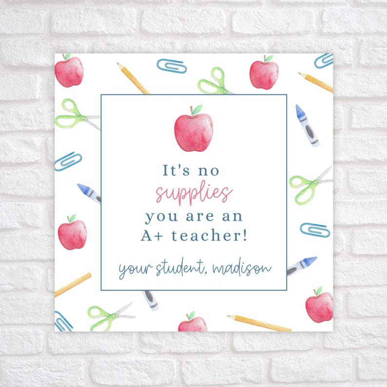 Teacher Appreciation Gift Tag School Supplies Teacher - Etsy