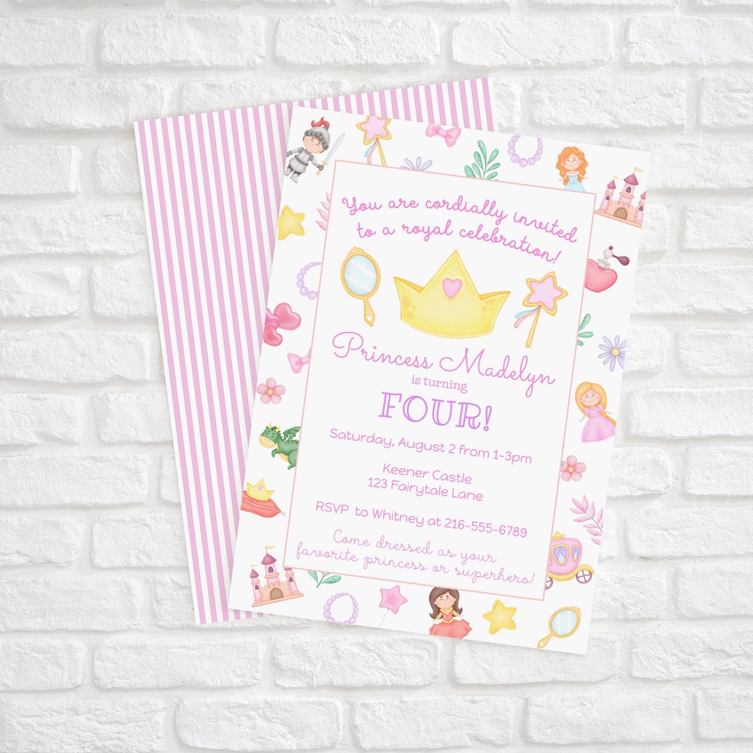 Princess Birthday Invitation, Printable Princess Invitation, Royal ...