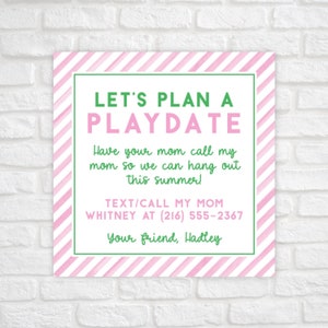 Printable End of School Tags for Kids, Play Date Calling Card, Summer ...