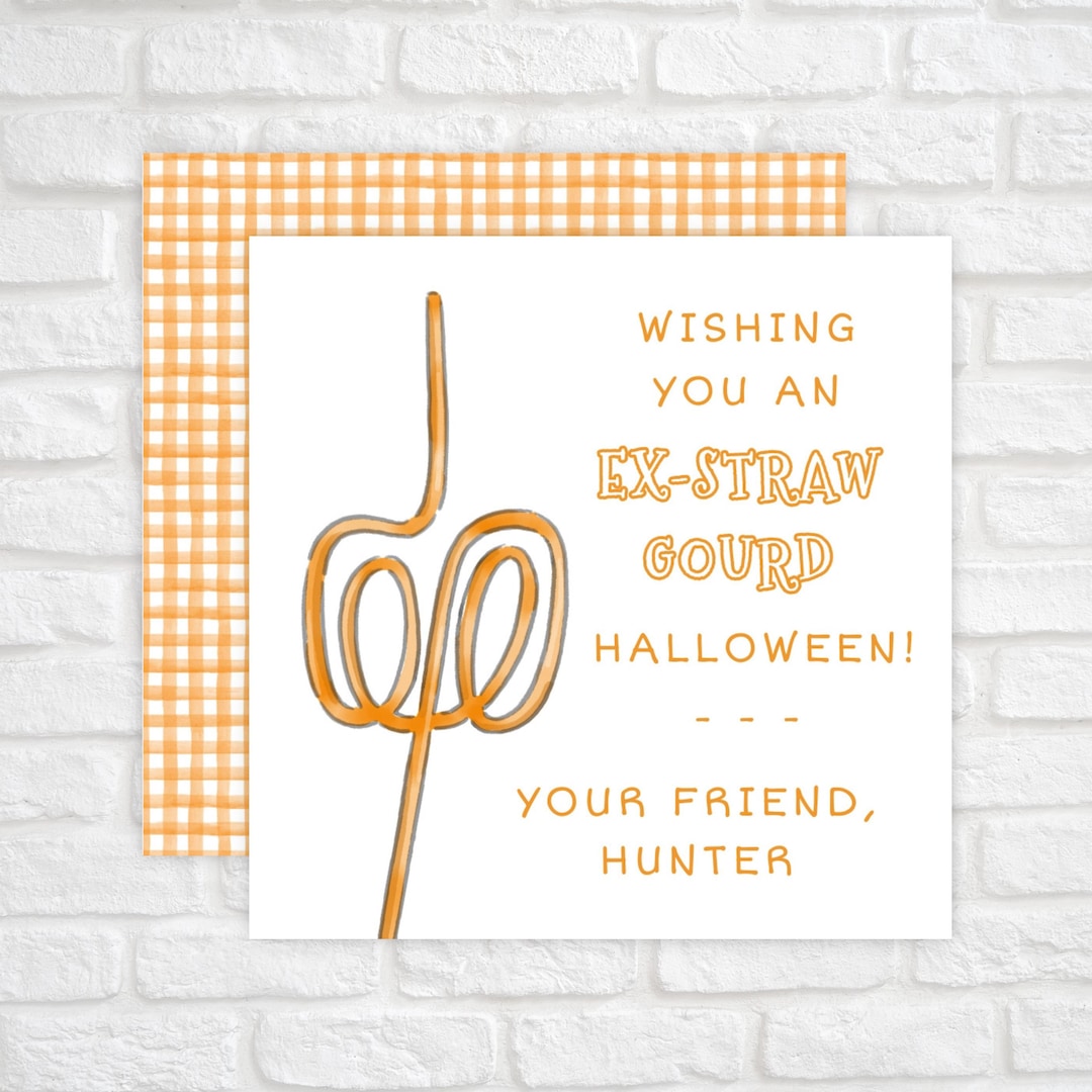 Crazy Straw Halloween Printable, Halloween Gift Tags, Pumpkin Straw ...