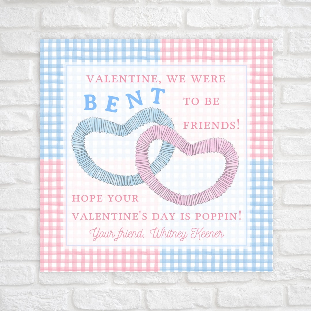 Printable Valentine Cards for Kids, Bendy Tube Fidget Toy Valentine Tag ...