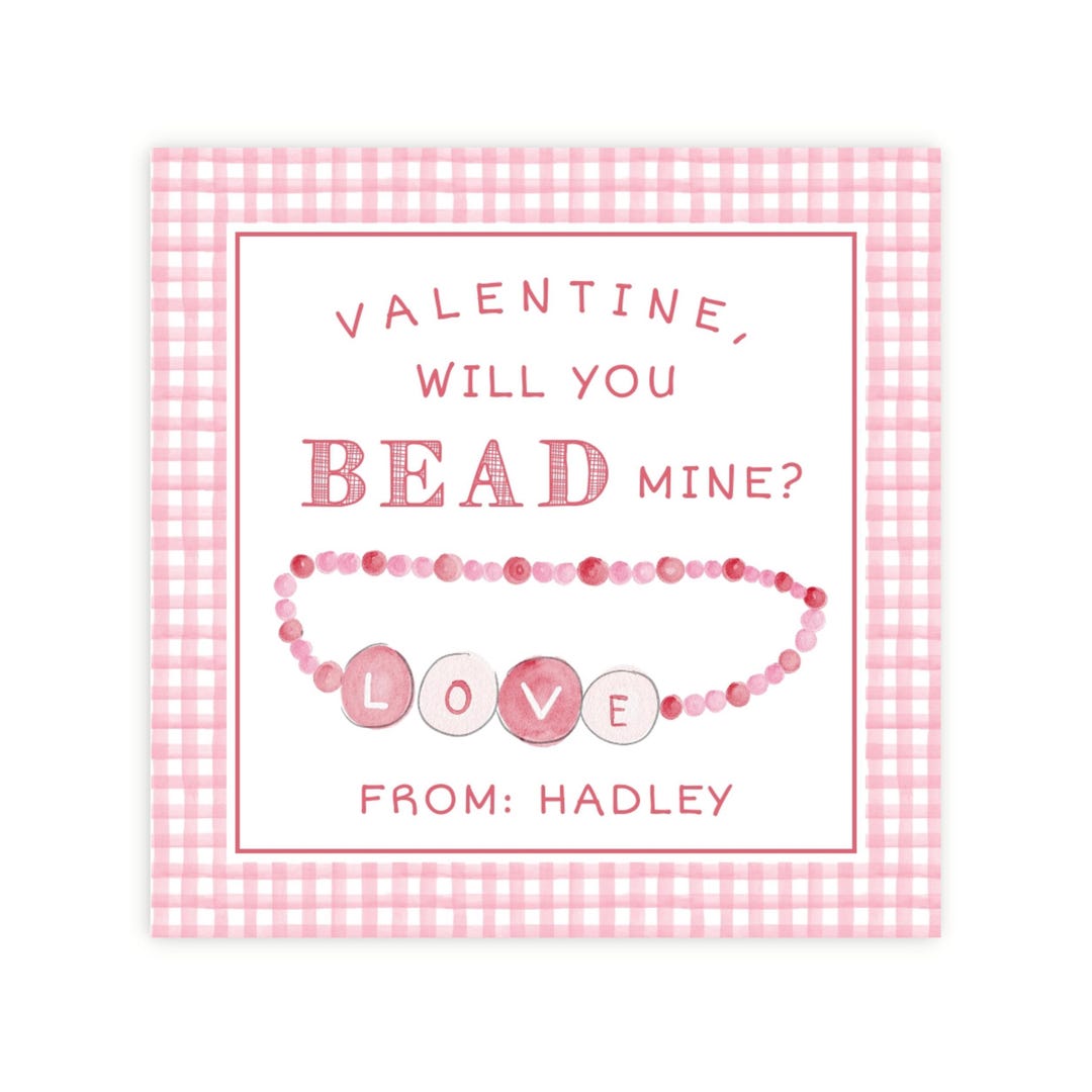 Friendship Bracelet Valentine Tag, Printable Valentine Cards for Kids ...