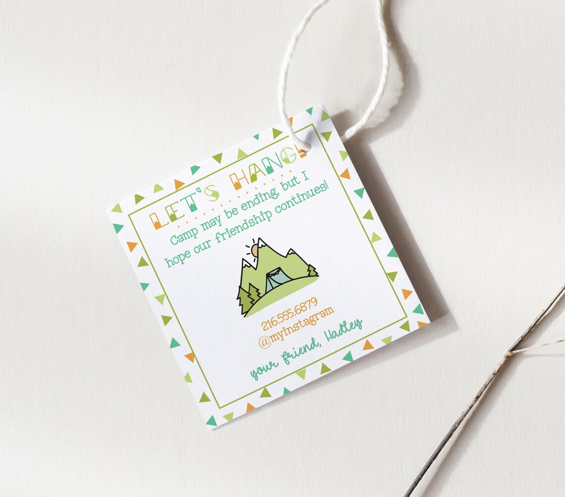 Printable Camp Calling Card Camp Contact Card Summer | Etsy