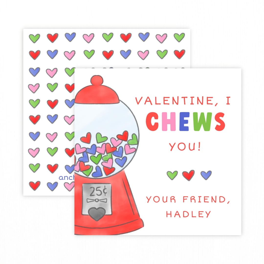 Printable Gumball Machine Valentine, Gum Ball Valentine Tag, Kids ...