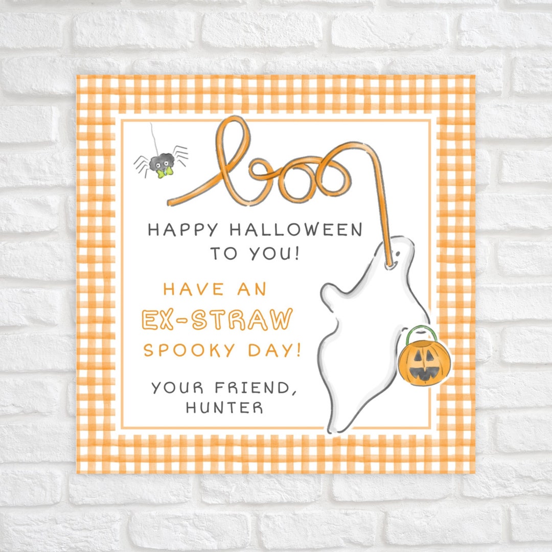 Crazy Straw Halloween Printable, Halloween Gift Tags, Boo Straw Party ...