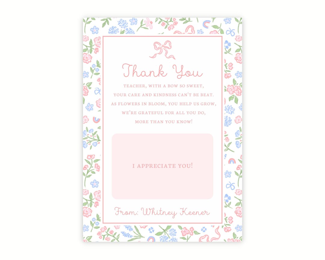 Printable Teacher Appreciation Week Gift Card Holder | End of Year ...