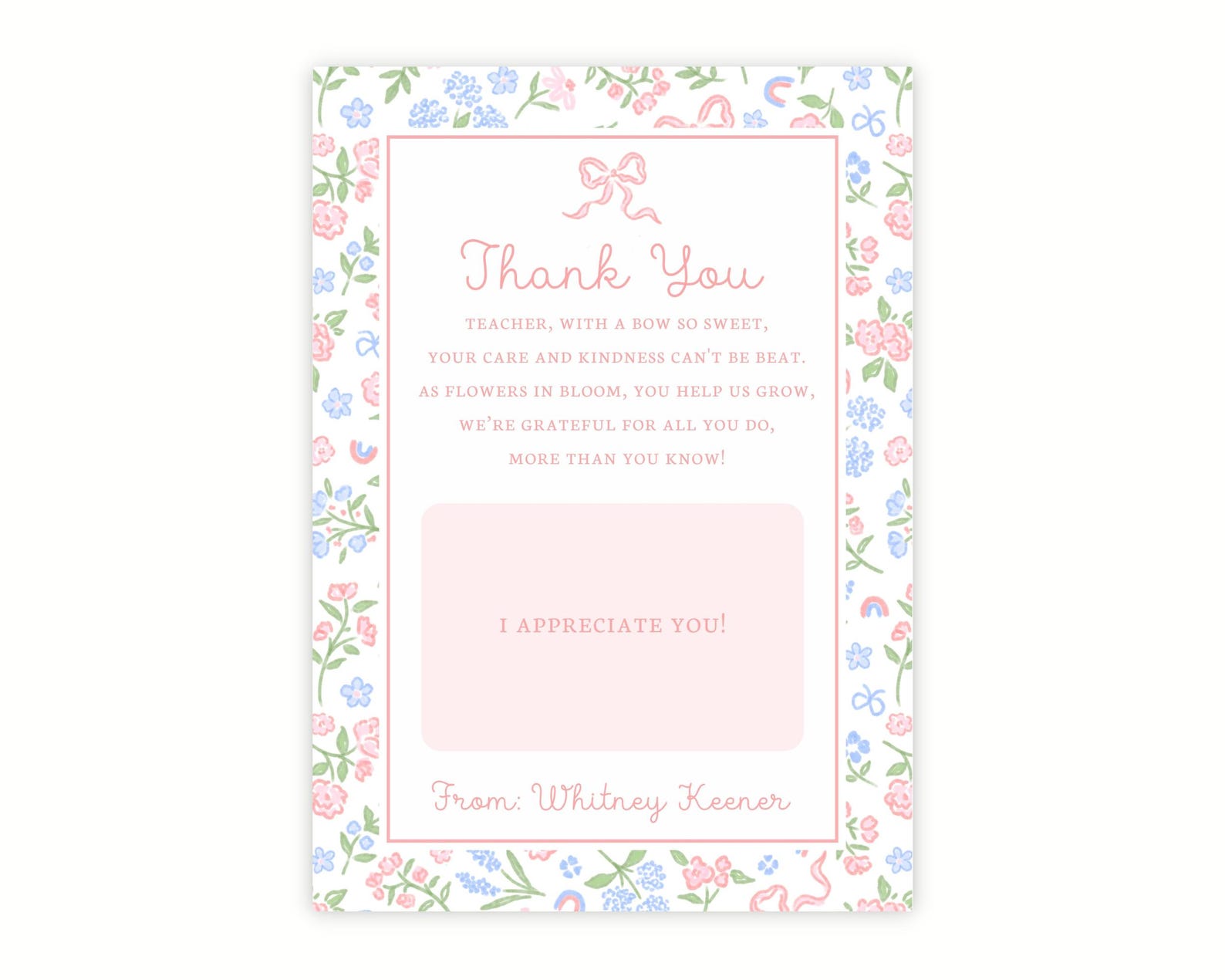 Printable Teacher Appreciation Week Gift Card Holder | End of Year ...