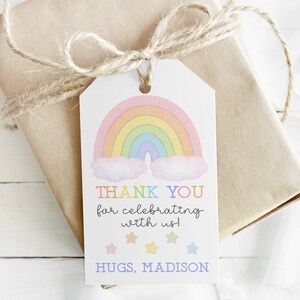 Rainbow Birthday Favor Tag, Printable Rainbow Thank You Tag, Cute ...