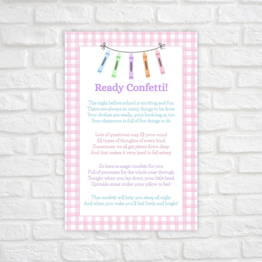 Ready Confetti Printable, First Day of School Tag, Back to School Tag ...