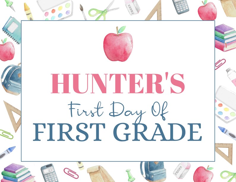 First Day of School Sign Printable Watercolor 1st Day of - Etsy