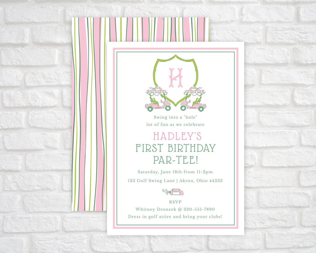 Girl Golf Birthday Party Invitation, Printable Golf First Birthday ...