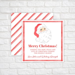 Printable Christmas Tags, Santa Gift Tags, Watercolor Christmas Santa ...