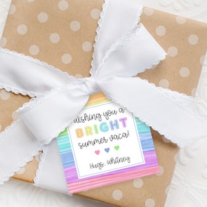 Last Day of School Bright Summer Gift Tag, Printable Rainbow End of ...