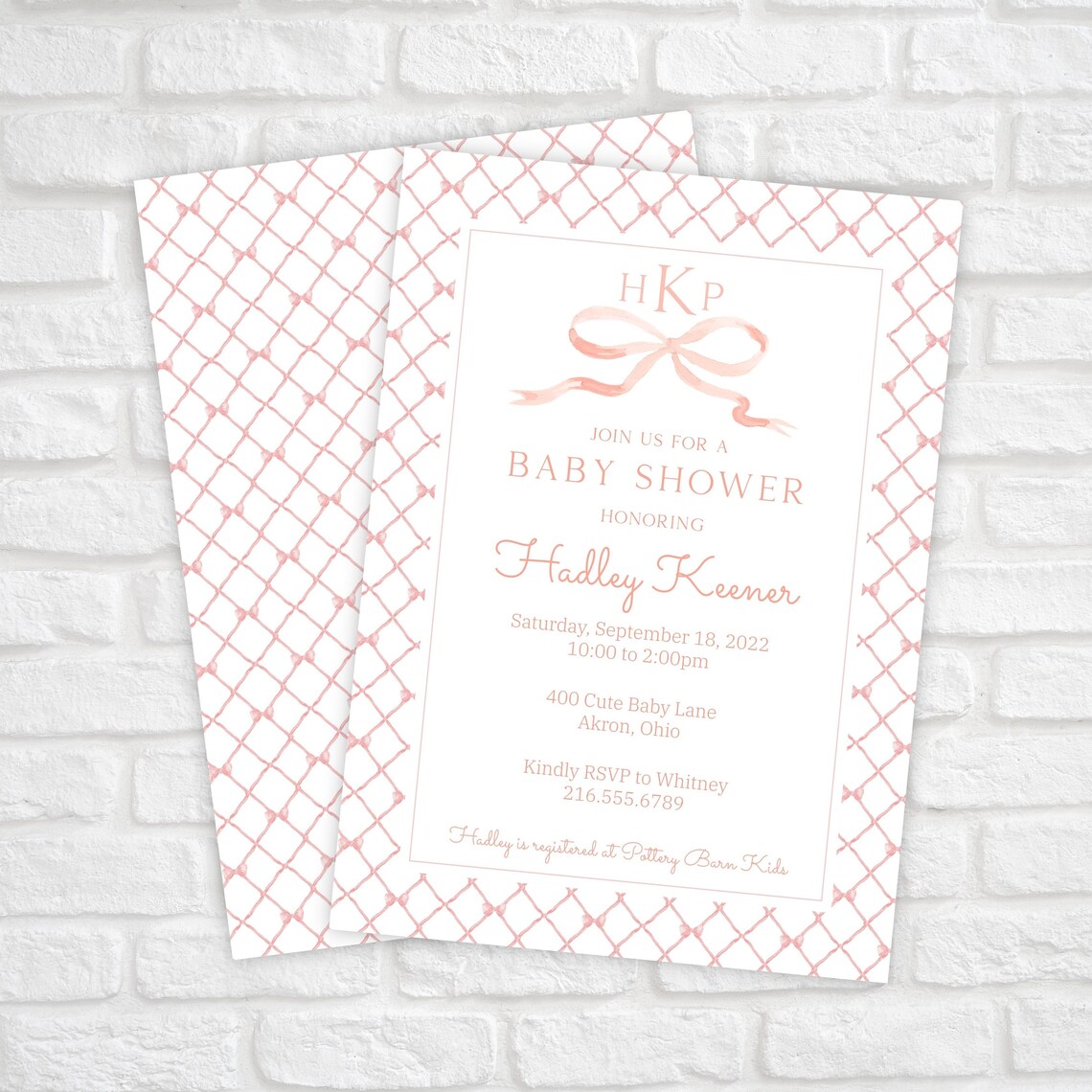 Printable Baby Shower Invitation, Digital Baby Shower Invitation, Pink ...