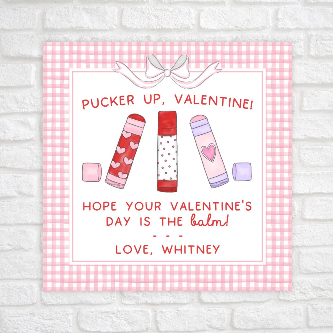 Printable Valentine Cards for Kids | Lip Balm Valentine Tag | Classroom ...