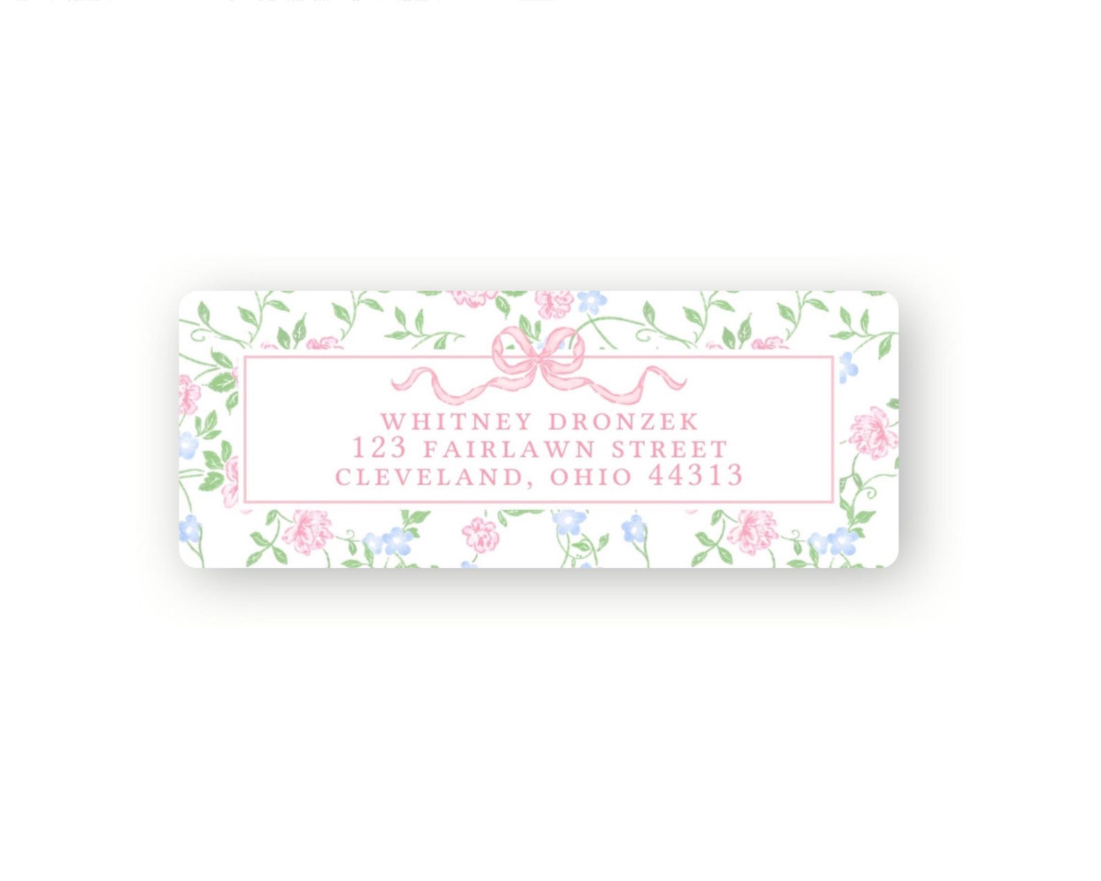 Printed Floral Return Address Labels | Fancy Pink Bow Return Address ...