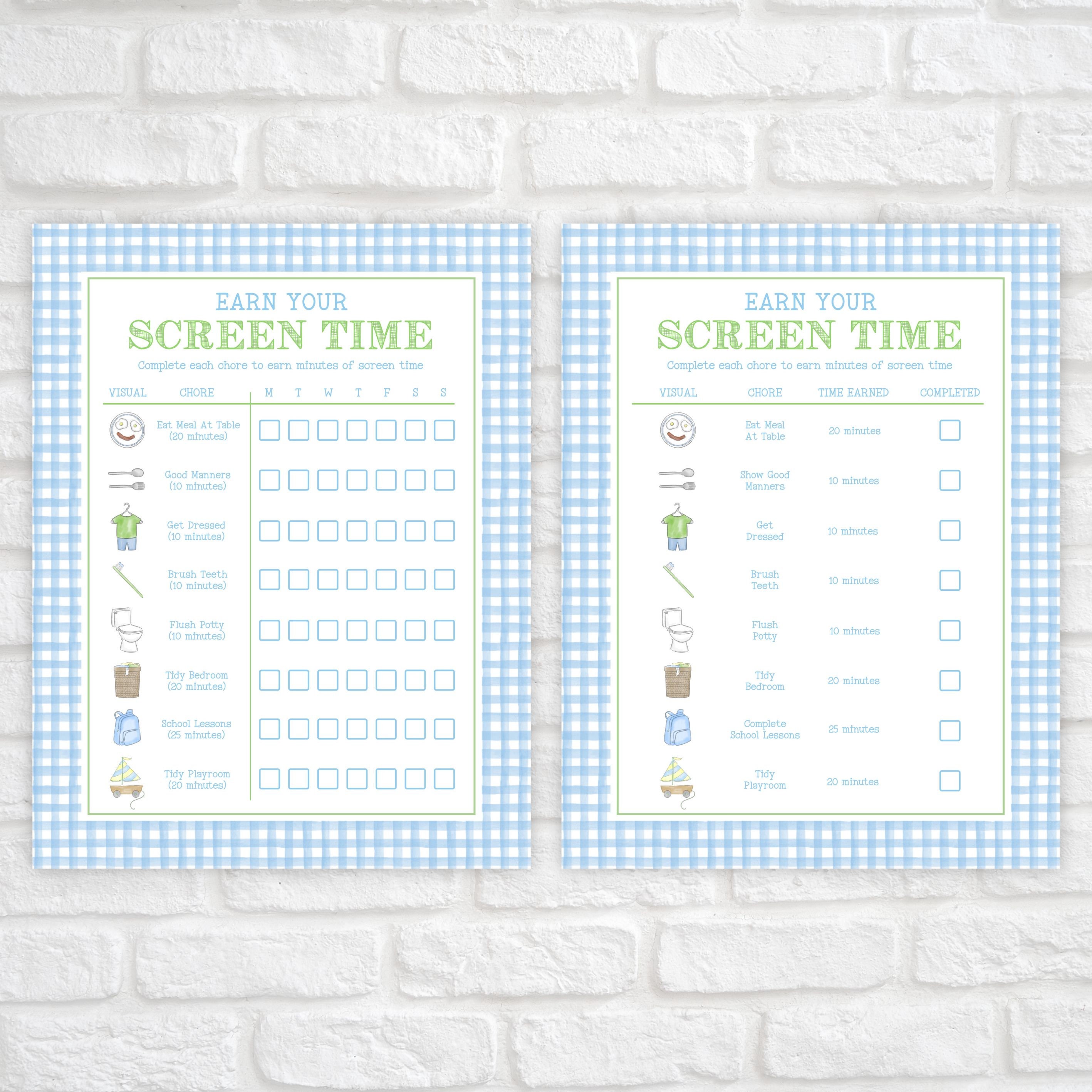 Printable Screen Time Chart, bearbeitbare Screentime Checkliste, Chore ...