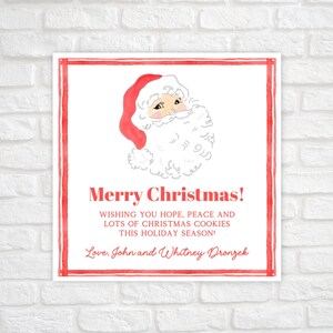 Printable Christmas Tags, Santa Gift Tags, Watercolor Christmas Santa ...