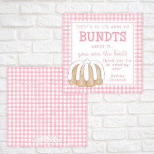 Printable Teacher Appreciation Gift Tag, Bundt Cake Gift Tag, Bundt ...