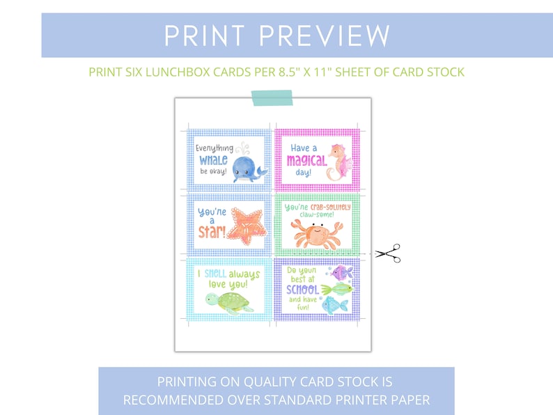 Printable Lunchbox Notes for Kids, Animal Theme, 24 Cards (PDF) - Etsy UK