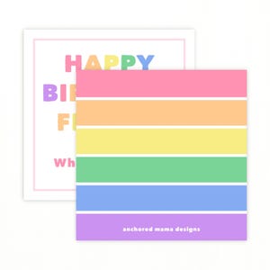 Printable Happy Birthday Gift Tags, Happy Birthday Friend Tag, Rainbow ...