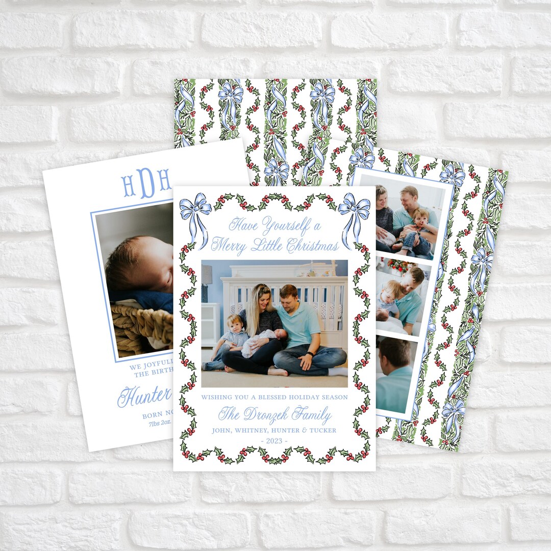 Christmas Photo Card Template, Baby Announcement Christmas Card ...