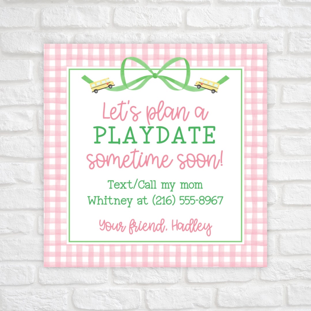 Printable End of School Tags for Kids, Play Date Calling Card, Summer ...
