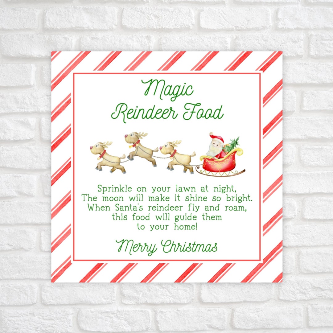 Magic Reindeer Food Tag Printable, Christmas Eve Box, Reindeer Dust ...
