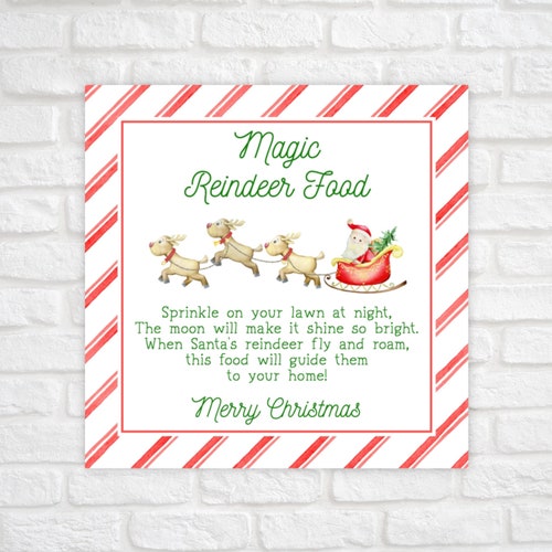 Magic Reindeer Food Tag Printable Christmas Eve Box - Etsy
