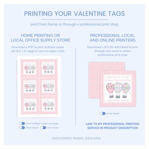 Printable Valentine Cards for Kids, Hot Air Balloon Valentine Tags ...