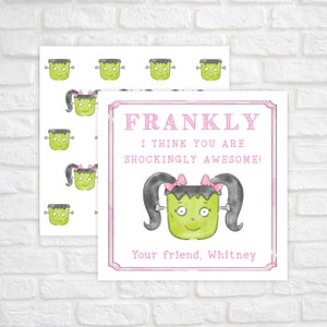 Printable Halloween Gift Tags Girl Frankenstein Tag - Etsy