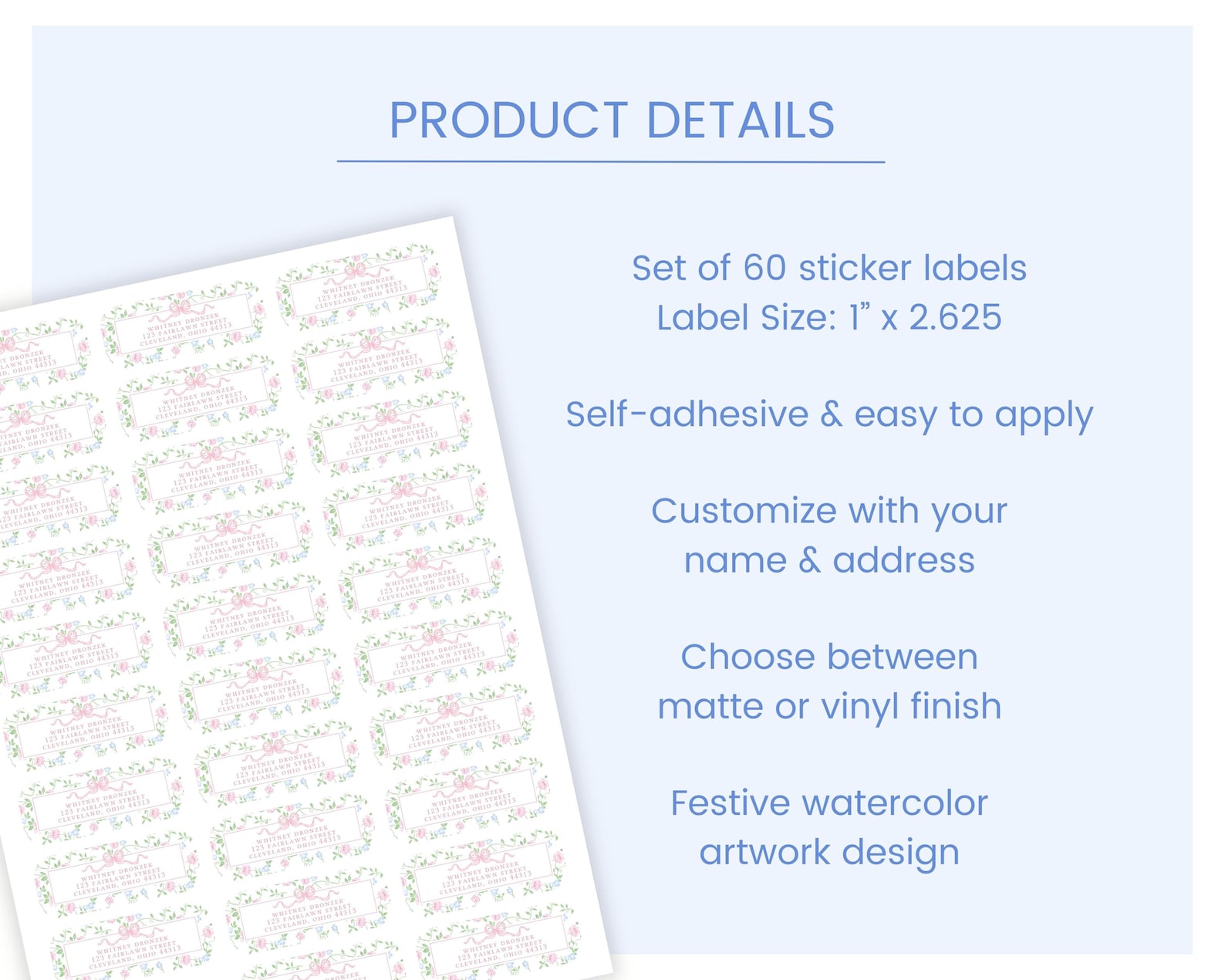 Printed Floral Return Address Labels | Fancy Pink Bow Return Address ...