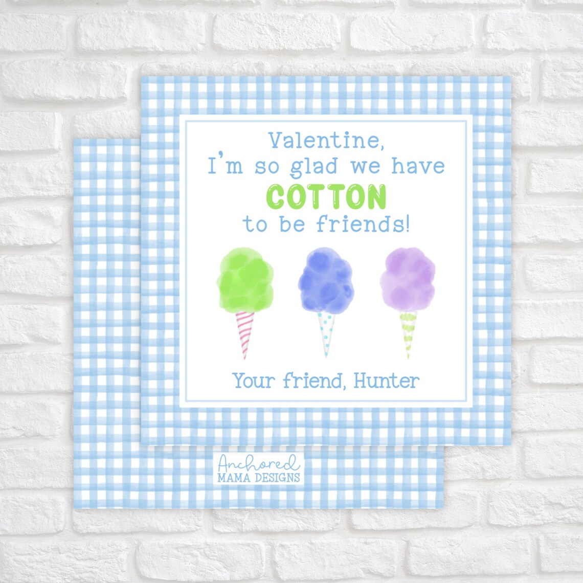 Cotton Candy Valentine Tag Printable, Printable Valentine Cards for ...