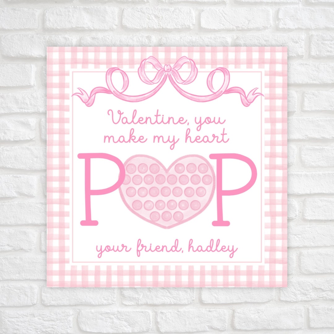 Printable Valentine Cards for Kids, Pop It Valentine Tag, Pop It ...