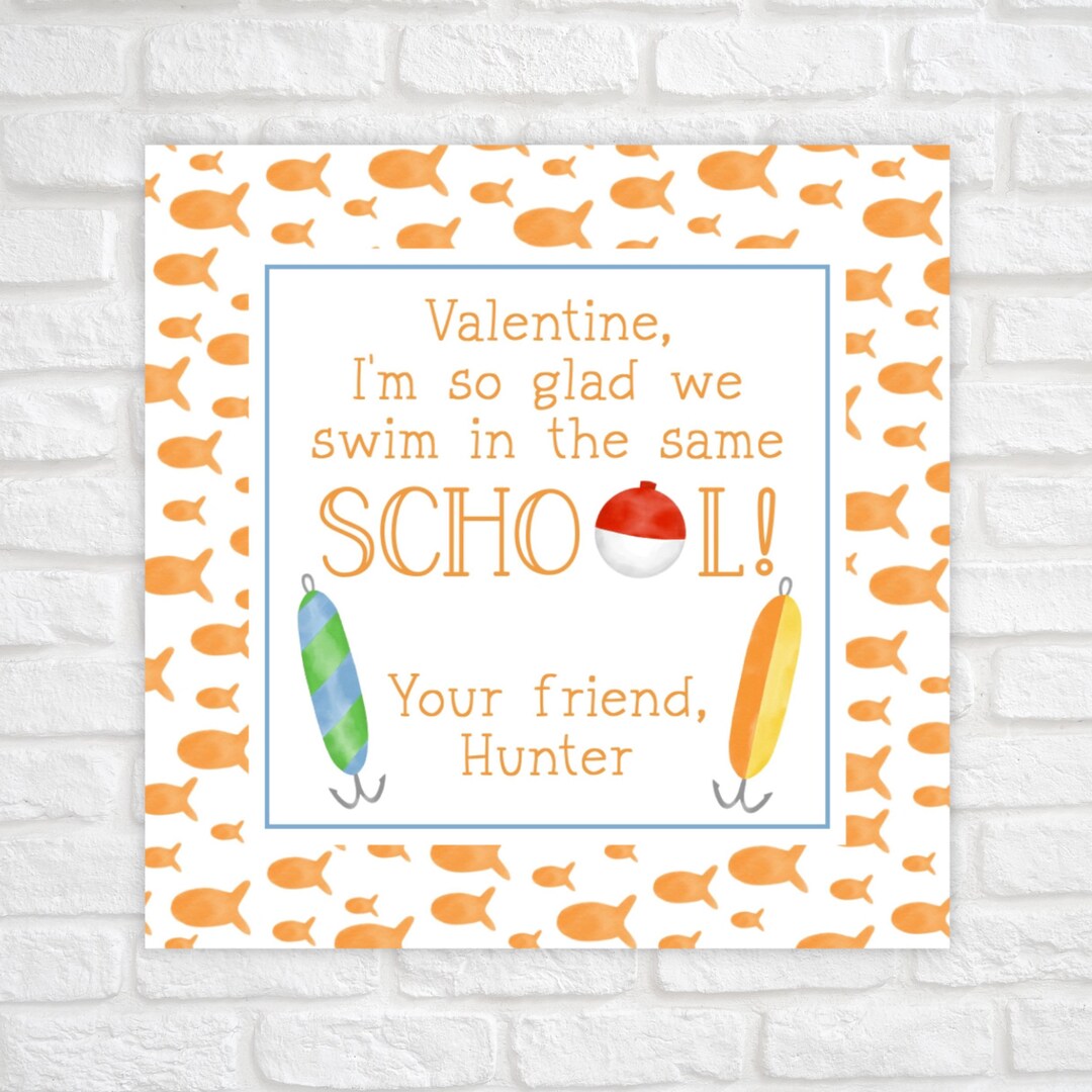 Printable Valentine Cards for Kids, Goldfish Valentine Tag, Gold Fish ...